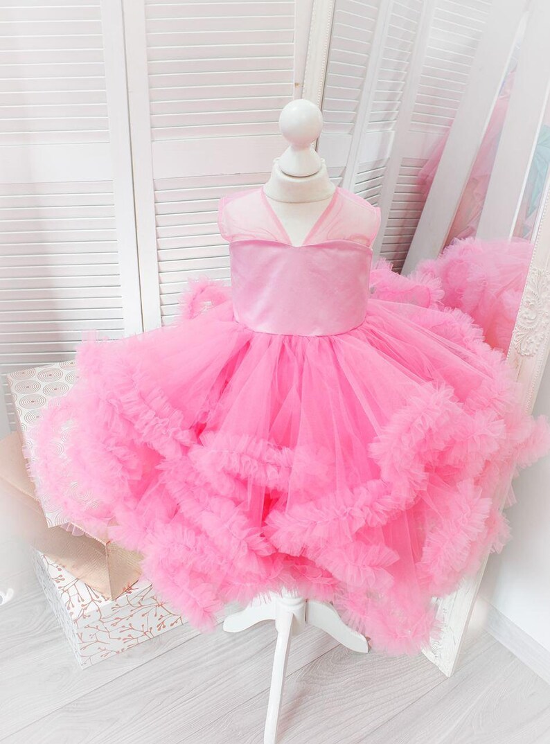 Rose Powder Stunning Pageant Ball Gown Fluffy Girls Dress - Etsy
