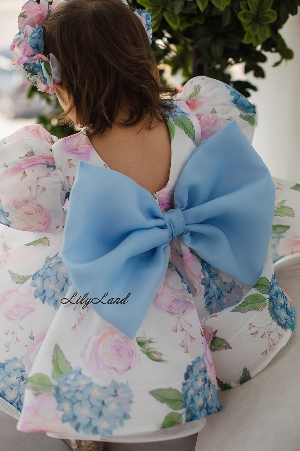 Blue&pink Hydrangea Floral Prom Ball Gown Dresses, Wedding Guest Flower ...