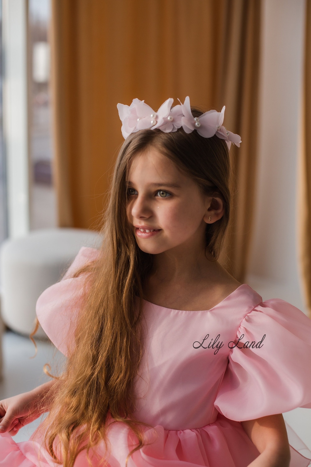 Blush Butterfly Crown, Cute Flower Girl Headband, Birthday Girl ...