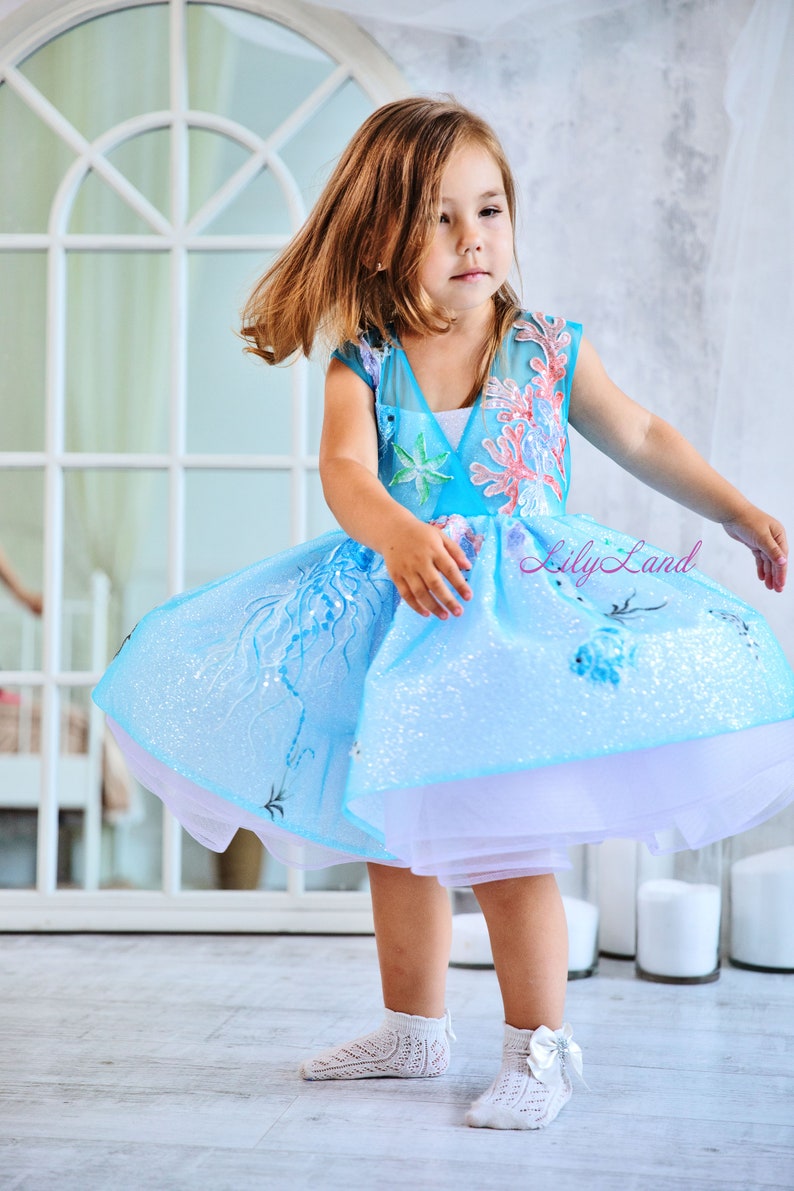 Blue Birthday Girl Dress Mermaid Sparkling Party Dress Tutu - Etsy