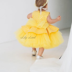 Yellow First Birthday Party Dress, Prom Ball Gown Dress, Flower Girl ...