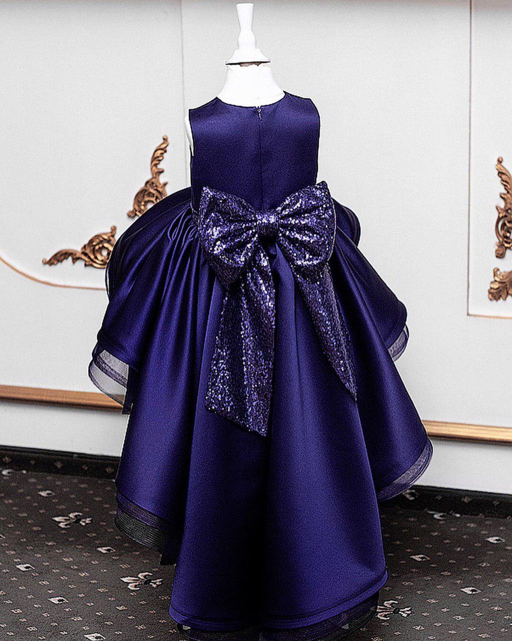 Royal Blue Girl Dress Elegant Bow Knot Girls Dress Ball Gown Etsy