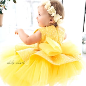 Yellow First Birthday Party Dress, Prom Ball Gown Dress, Flower Girl ...