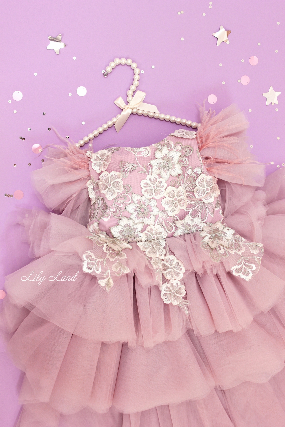 Birthday baby girl dress with flowers lace luxury fairy | Etsy