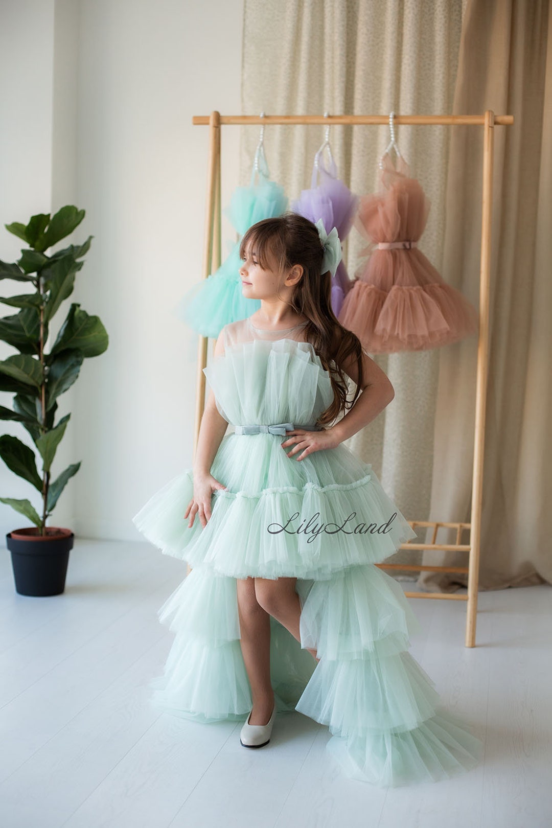 Sage Green Floral Lace Baby Dress, Special Occasion Infant Dress, Tutu ...