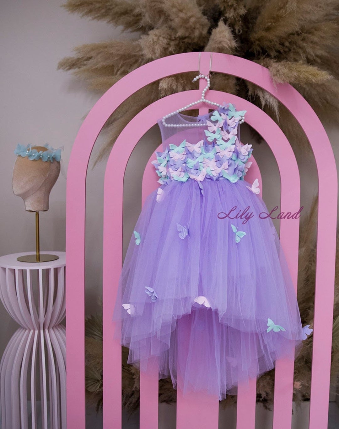 Butterfly Birthday Party Girl Dress, Lilac Baby Dress, Multicolored ...