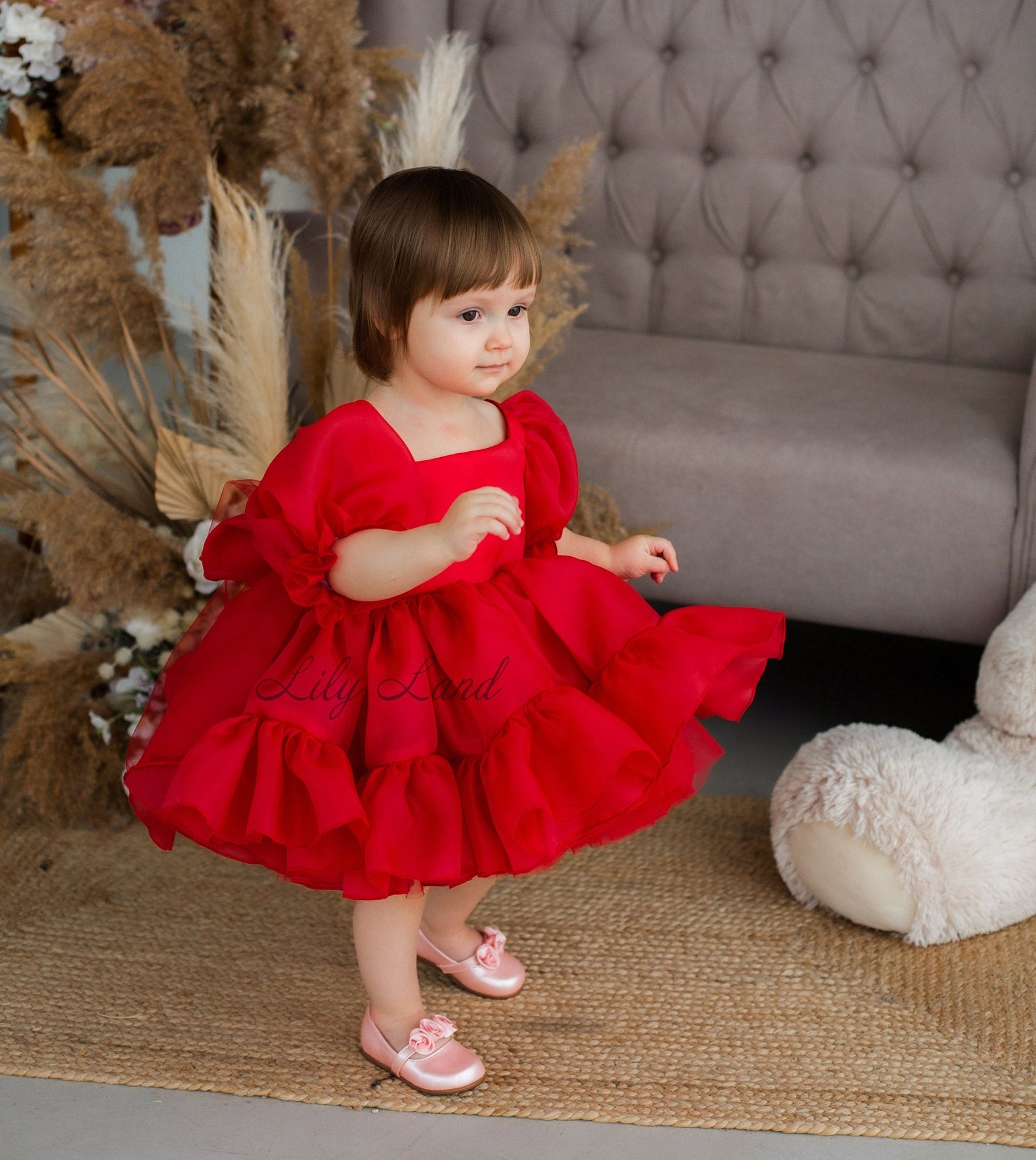 Red 1st Birthday Dress, Tutu Prom Gown, Puffy Flower Girl Dress, Party ...