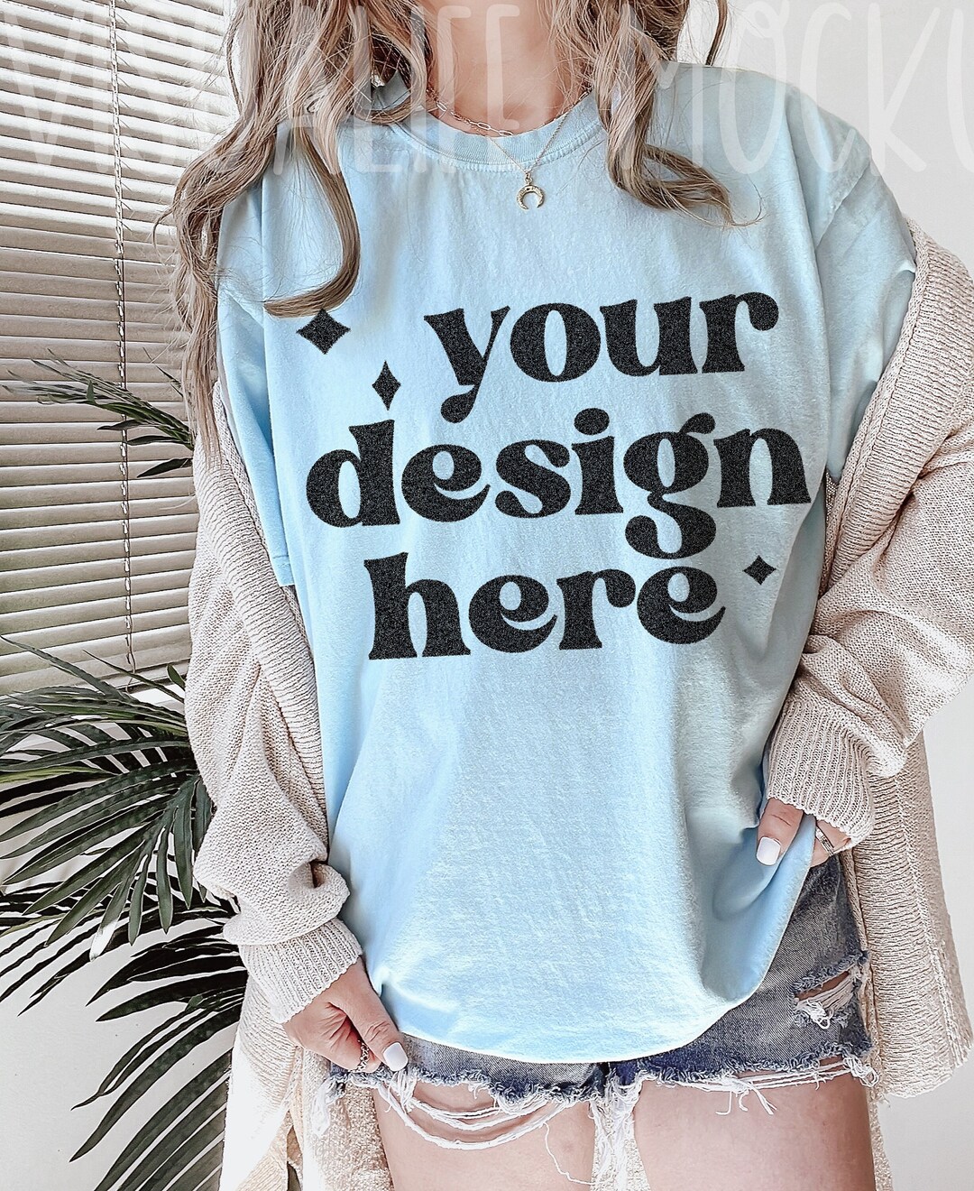 Comfort Colors C1717 | Chambray Shirt Mockup | Comfort Color Chambray ...