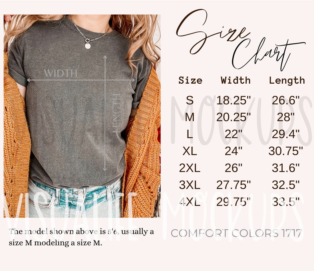 1717 SIZE CHART, Comfort Colors 1717 Size Chart, Comfort Colors Size ...