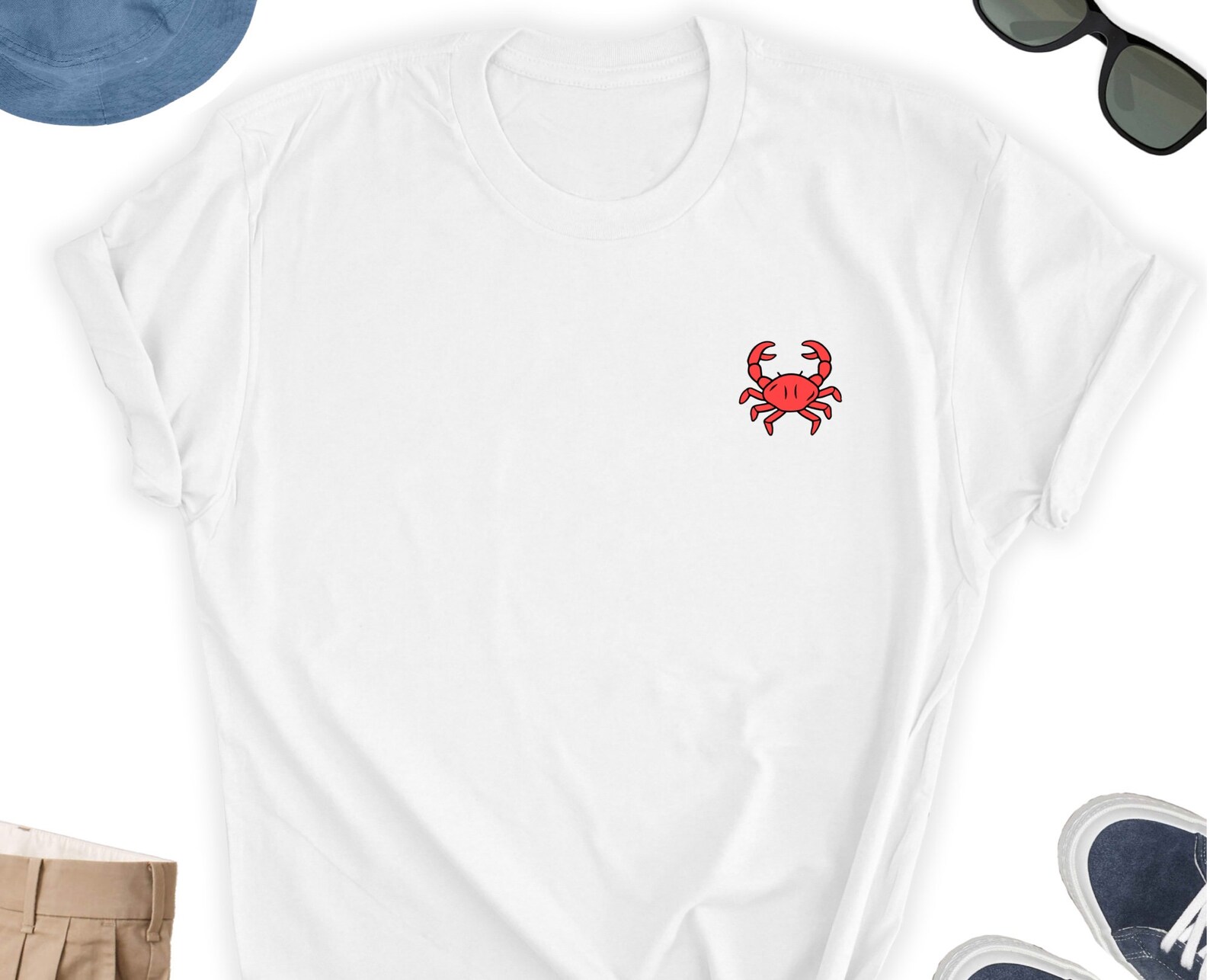 Crab Shirt, Red Crab Tee Shirt, Crab Tee Top, Red Crab T-shirt, Crab ...