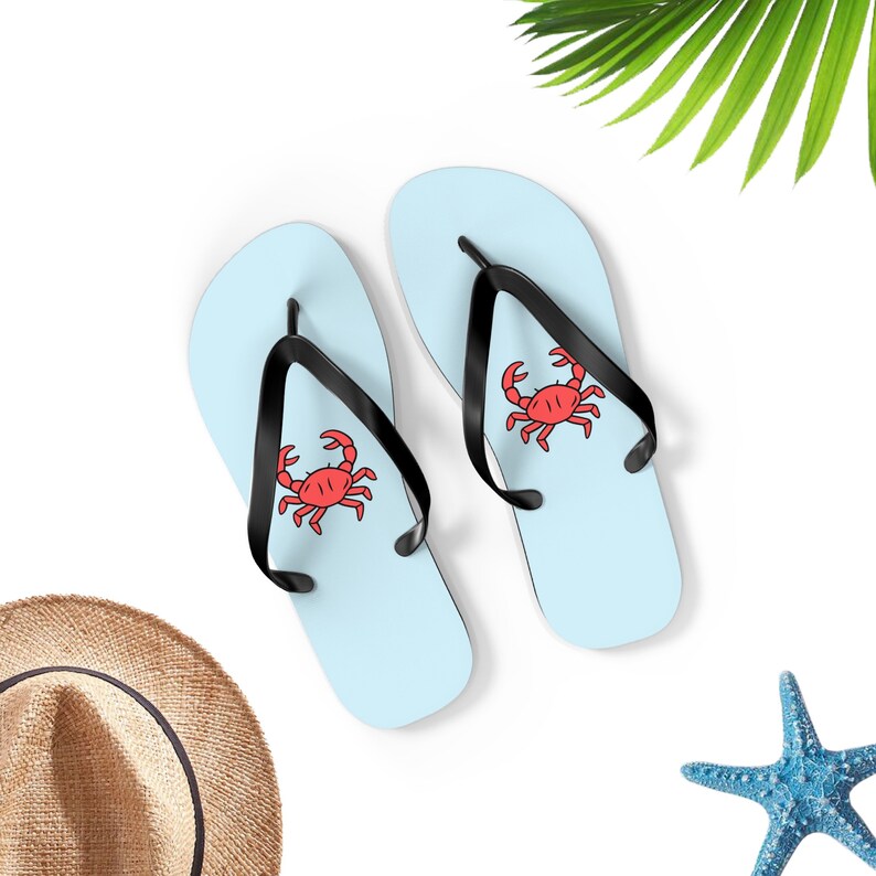 Crab Flip-flops, Red Crab Flip Flops, Crab Sandals, Cute Crab Gift, Red ...