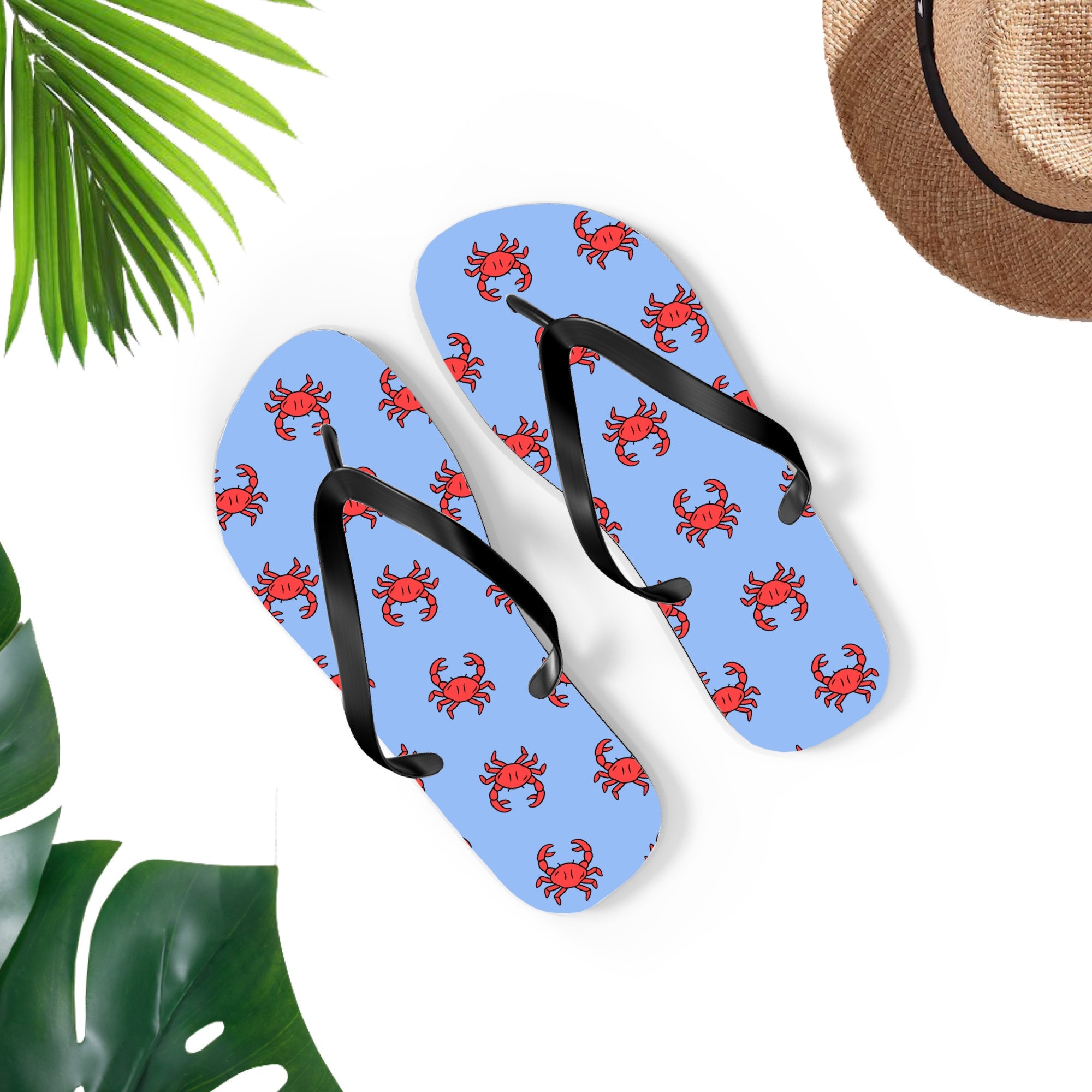 Crab Flip-flops, Red Crab Flip Flops, Crab Sandals, Cute Crab Gift, Red ...