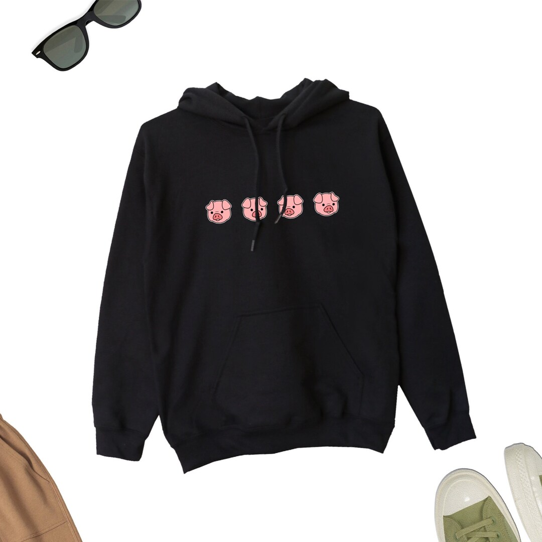 Pig Hoodie, Cute Pig Hoodie, Pig Lover Sweatshirt, Pig Hooded Sweater ...