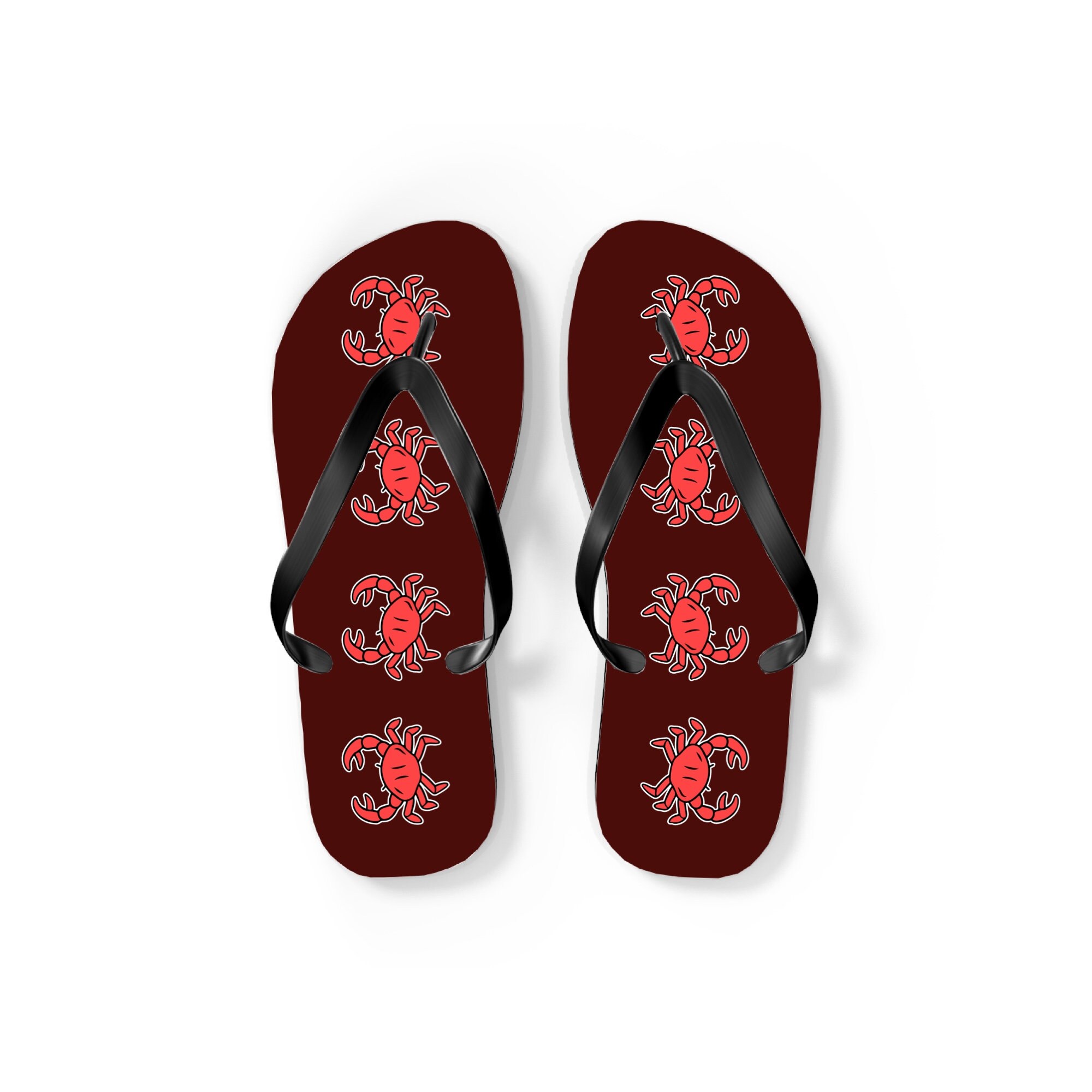 Crab Flip-flops, Red Crab Flip Flops, Crab Sandals, Cute Crab Gift, Red ...