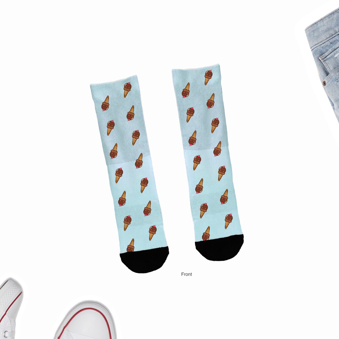 Ice Cream Socks, Cute Ice Cream Socks, Ice Cream Lover Socks, Cute Ice ...