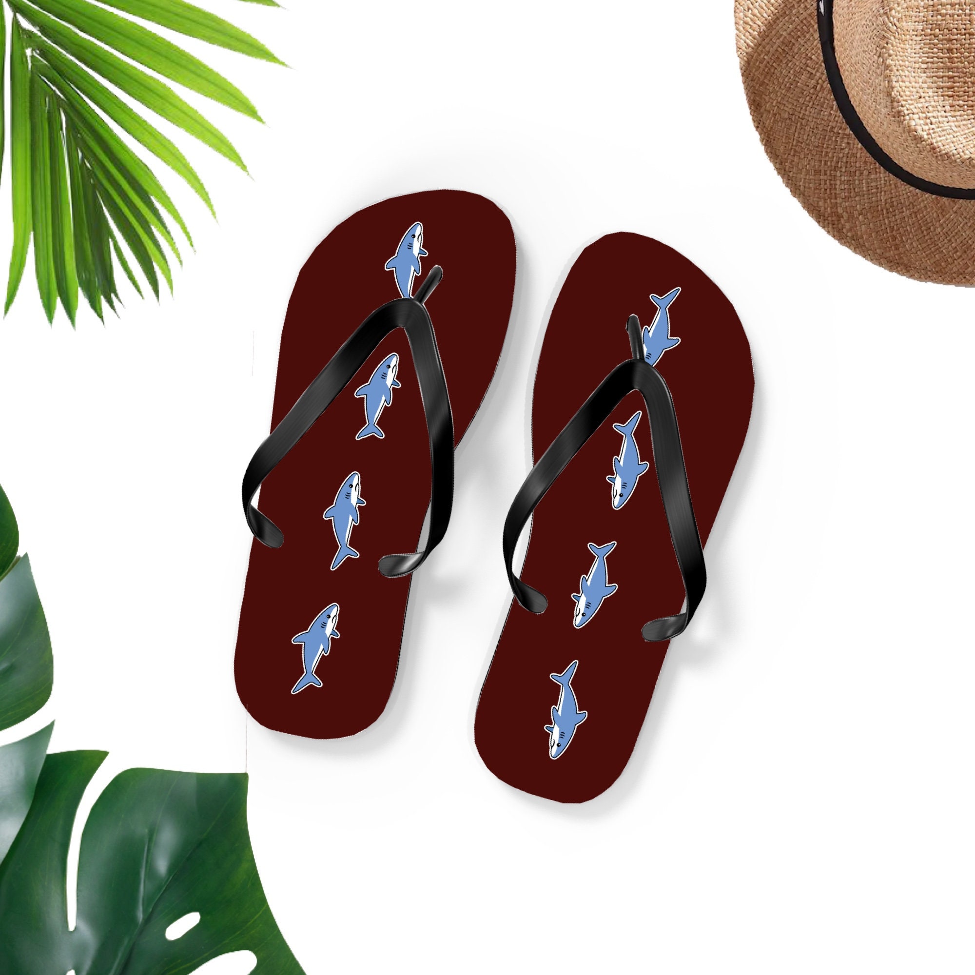 Shark Flip-flops Cute Shark Flip Flops Shark Lover Sandals - Etsy