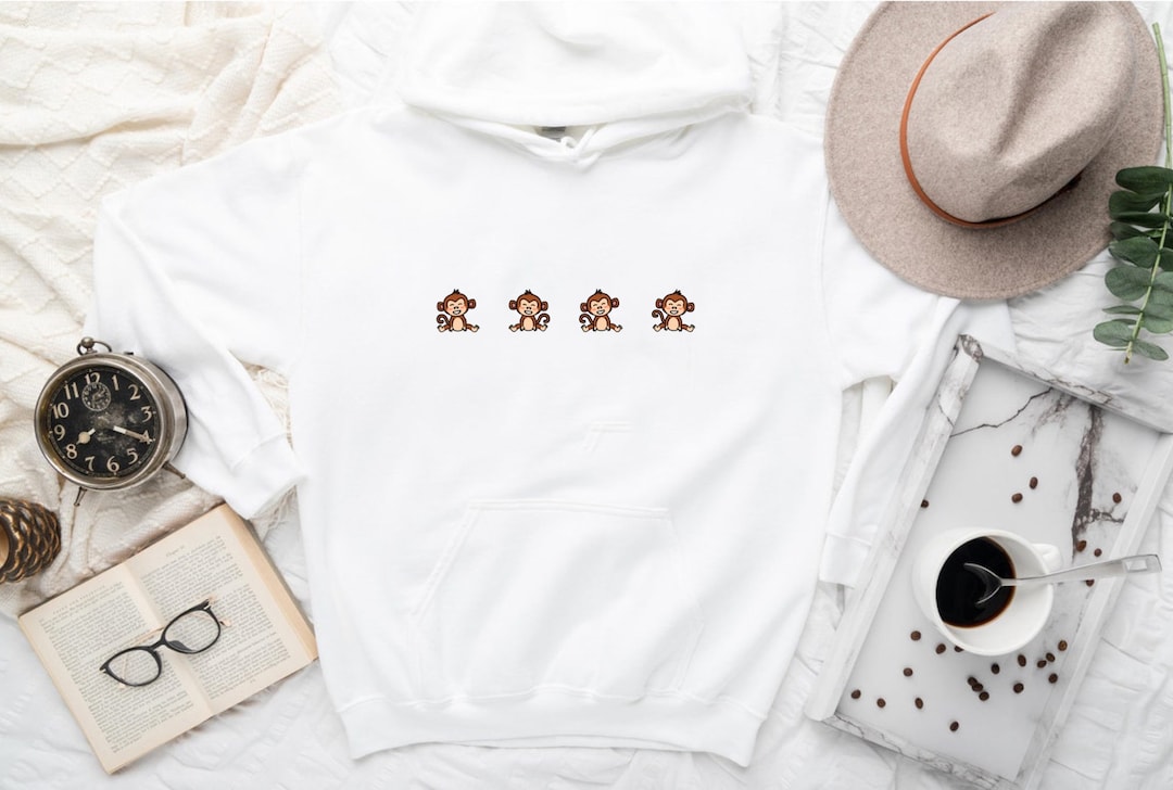 Monkey Hoodie, Cute Monkey Hoodie, Fun Monkey Lover Sweatshirt, Monkey ...