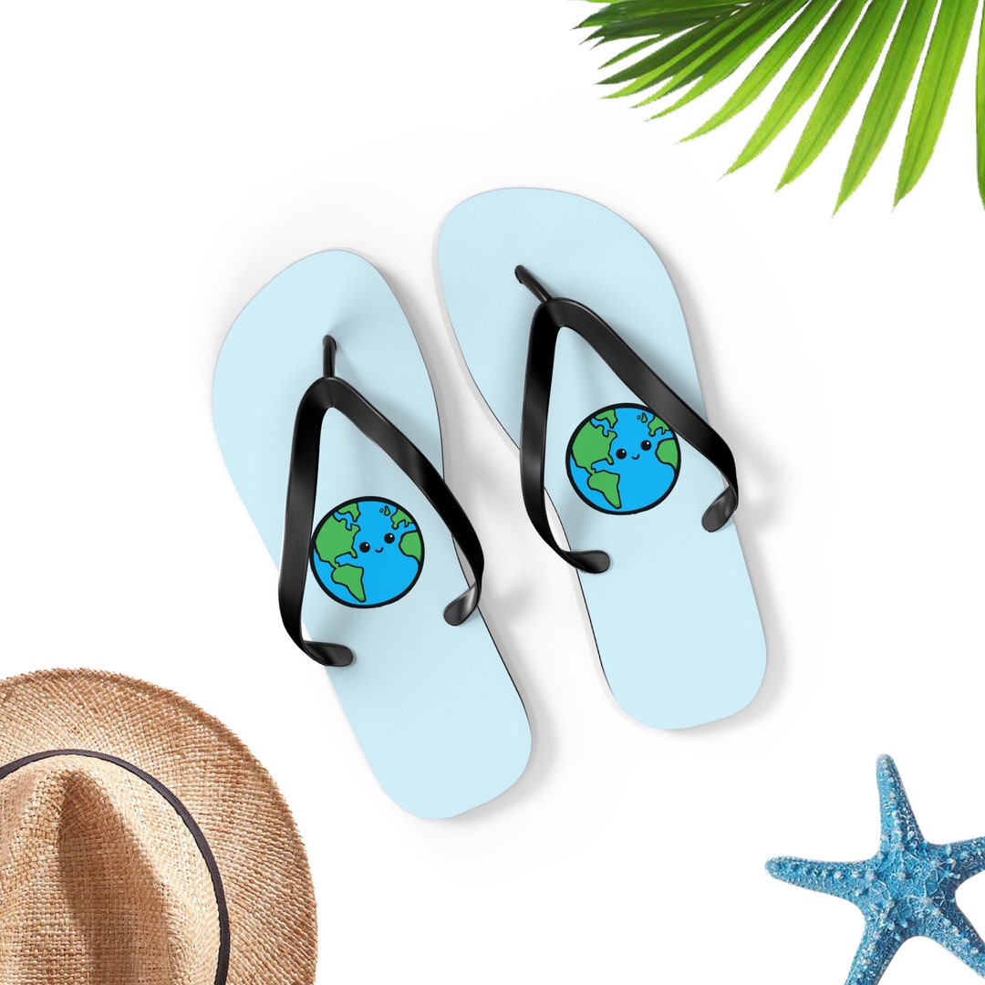 Earth Flip-flops, Cute Earth Flip Flops, Earth Sandals, Earth Lover ...