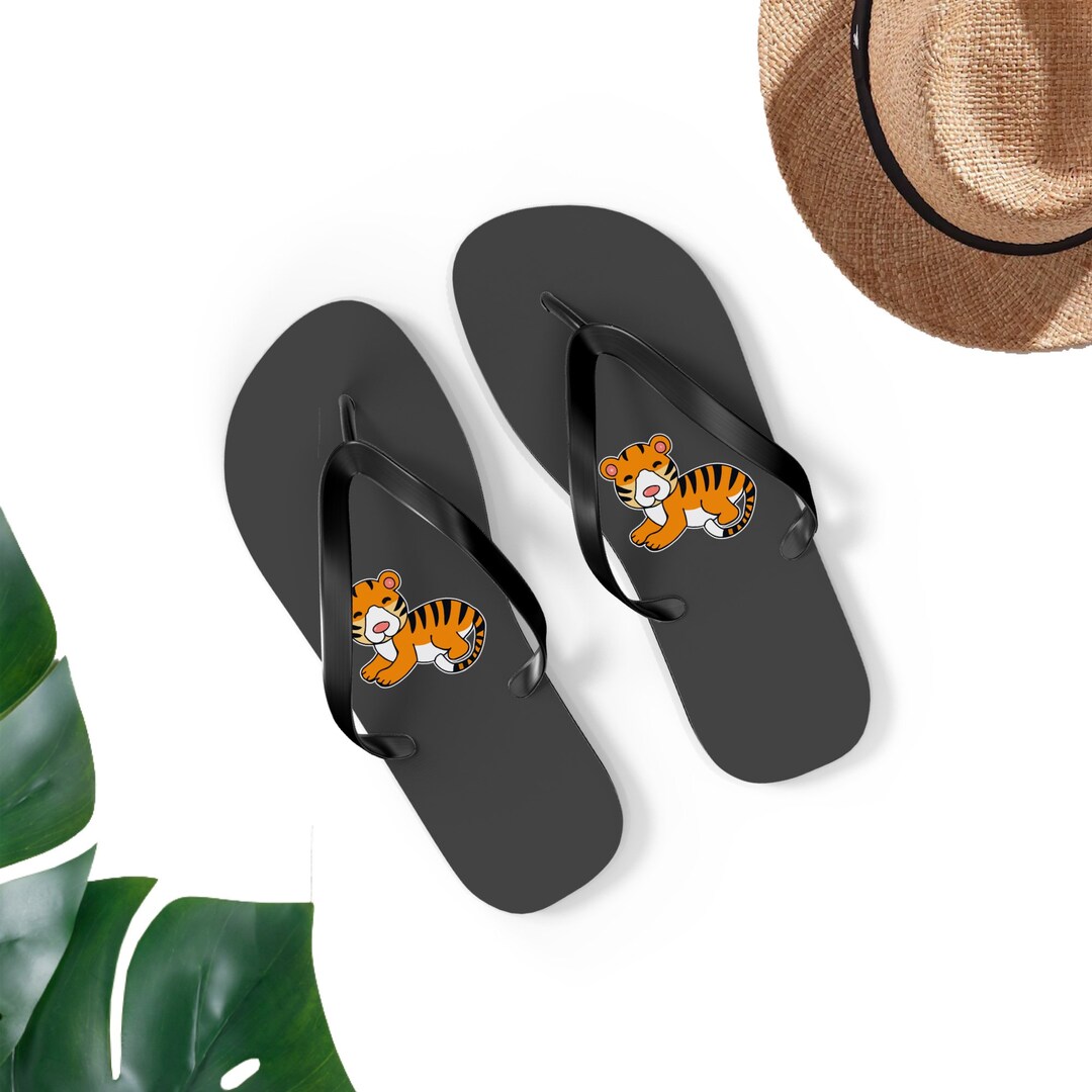 Tiger Flip-flops, Cute Tiger Flip Flops, Tiger Icon Sandals, Cute Tiger ...