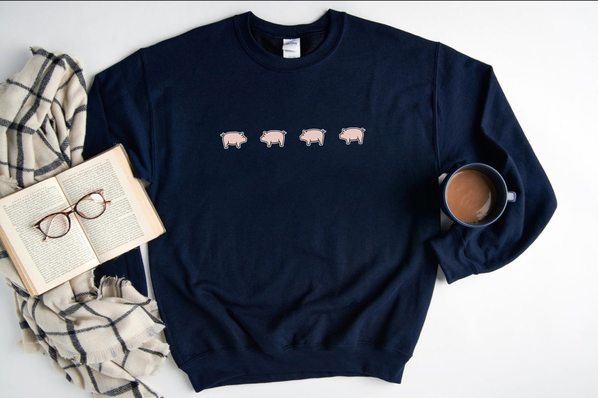 Pig Sweatshirt, Cute Pig Sweater, Pig Sweatshirts, Pig Crewneck, Pig ...