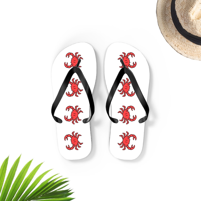 Crab Flip-flops, Red Crab Flip Flops, Crab Sandals, Cute Crab Gift, Red ...
