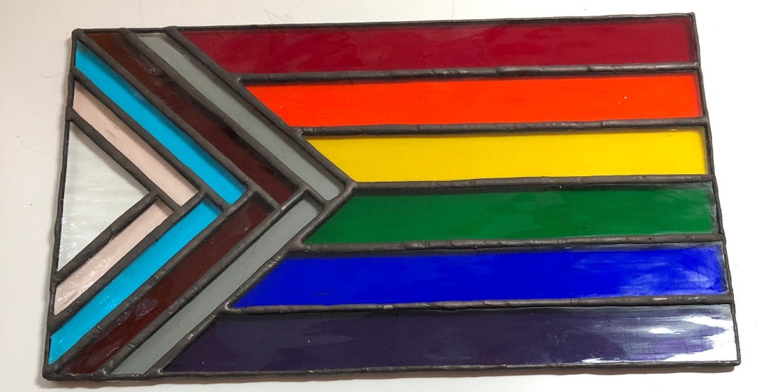 Stained Glass Pride Progress Rainbow Flag - Etsy