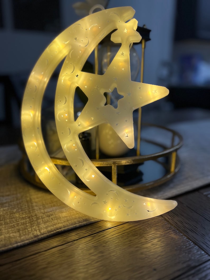 Handmade Crescent Moon and Star Light up Decor Medium or Large - Etsy