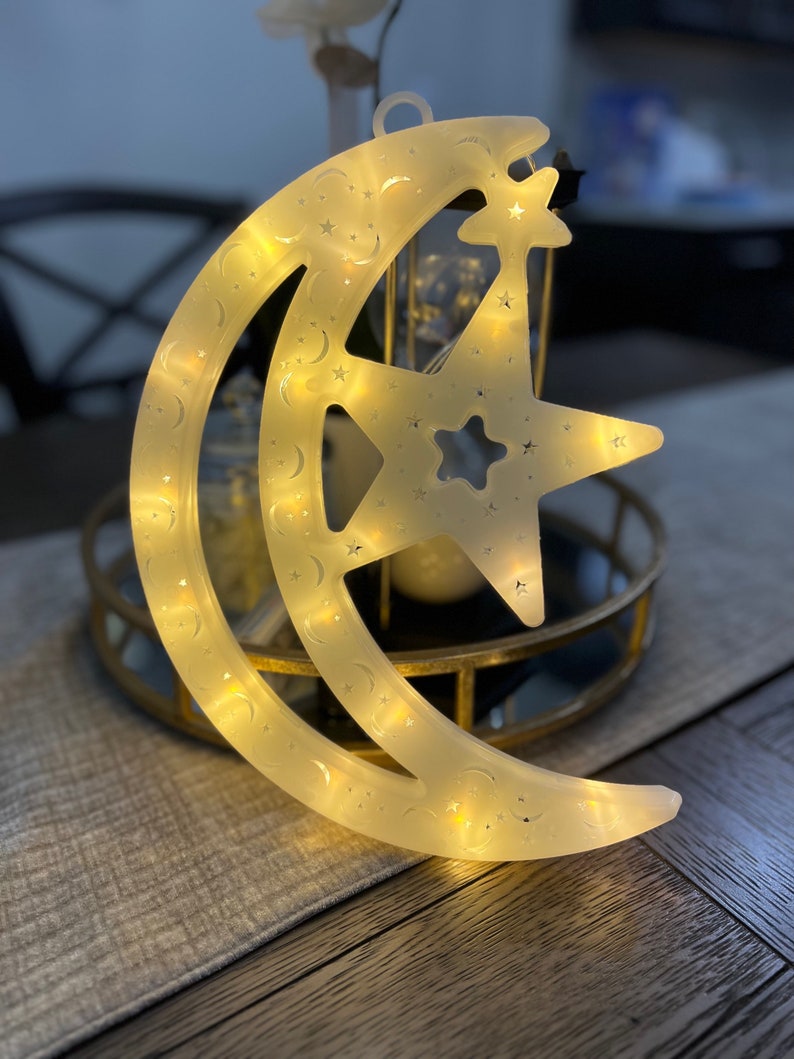 Handmade Crescent Moon and Star Light up Decor Medium or Large - Etsy