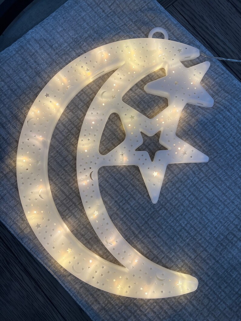 Handmade Crescent Moon and Star Light up Decor Medium or Large - Etsy