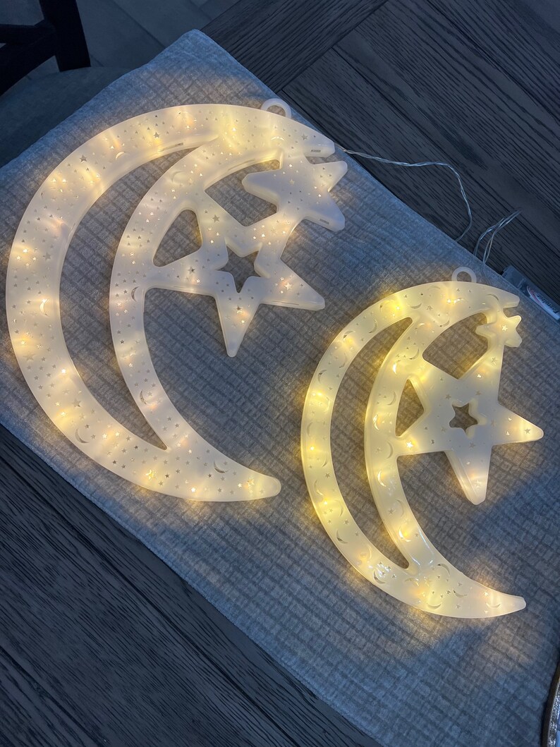 Handmade Crescent Moon and Star Light up Decor Medium or Large - Etsy