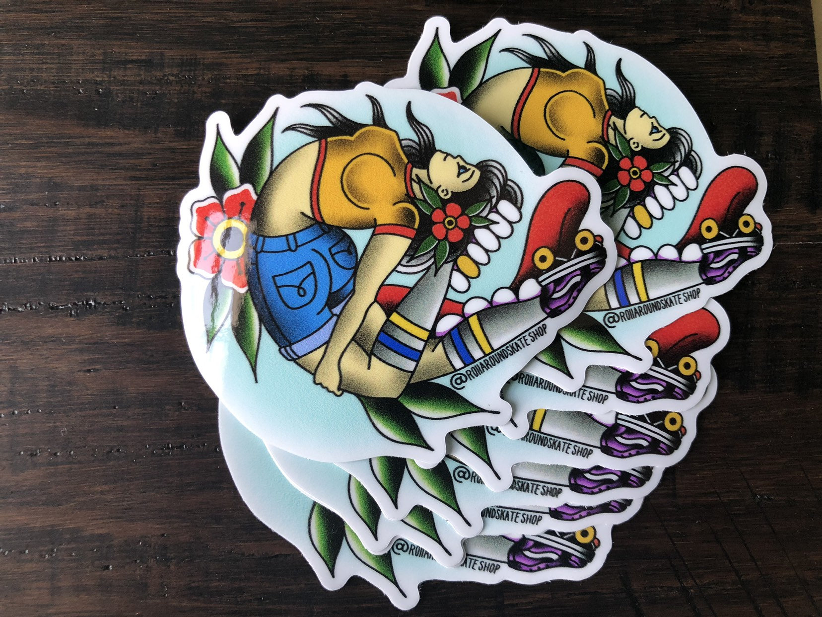 Roll Around skate shop sticker roller skate tattoo roller girl | Etsy