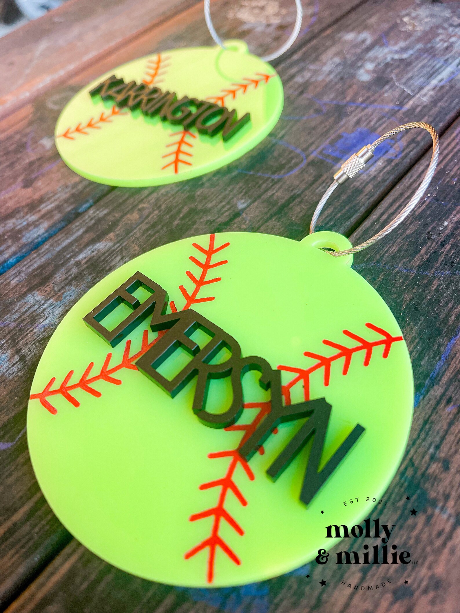 Softball Tag Name Tag for Softball Bags Sports Team Keychain Softball ...