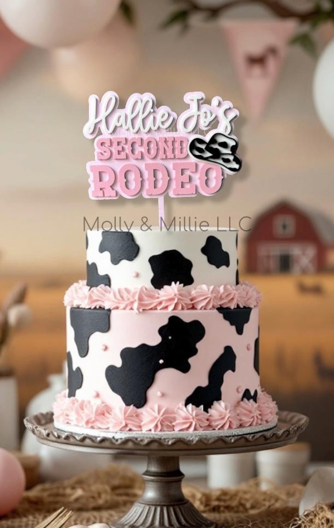 Personalized Layered Acrylic Cake Topper Second Rodeo | Disco Cowgirl ...