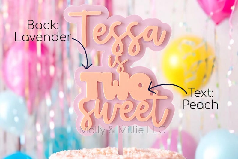 Personalized Layered Acrylic Cake Topper TWO Sweet| Dessert Party ...