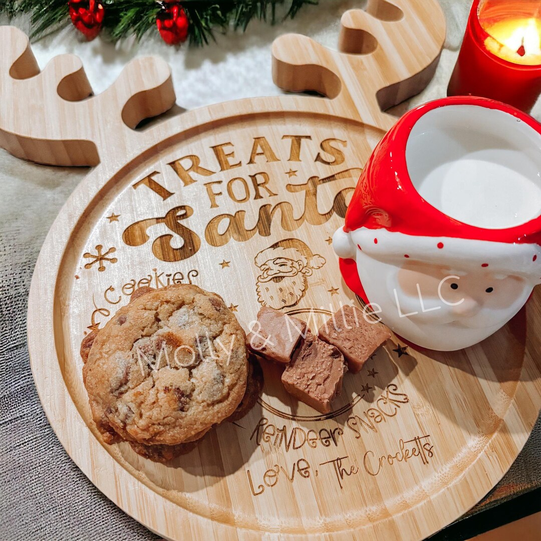 Christmas Serving Tray | Children's Santa Snack Plate | Reindeer Laser ...