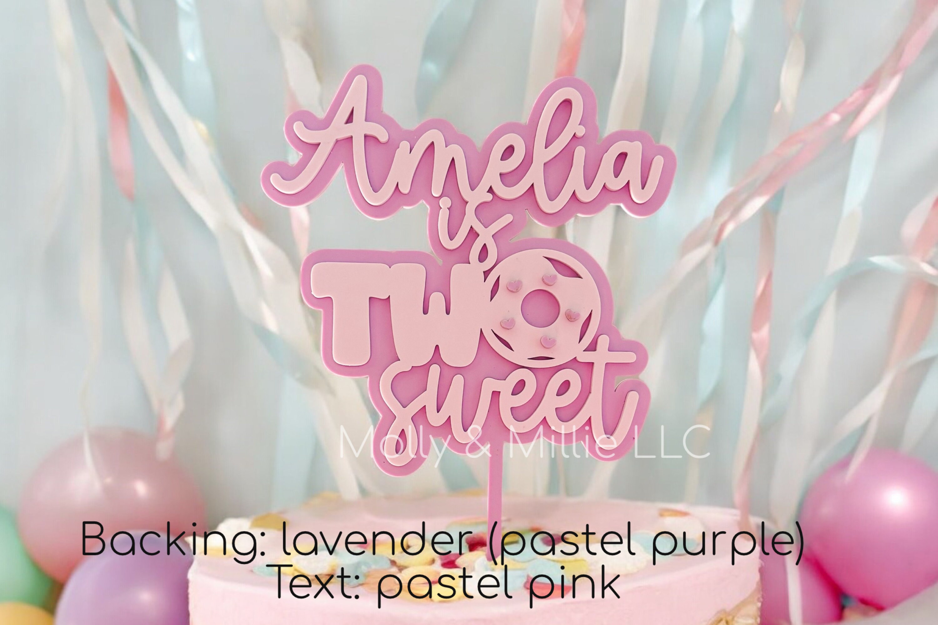 Personalized Layered Acrylic Cake Topper TWO Sweet| Dessert Party ...