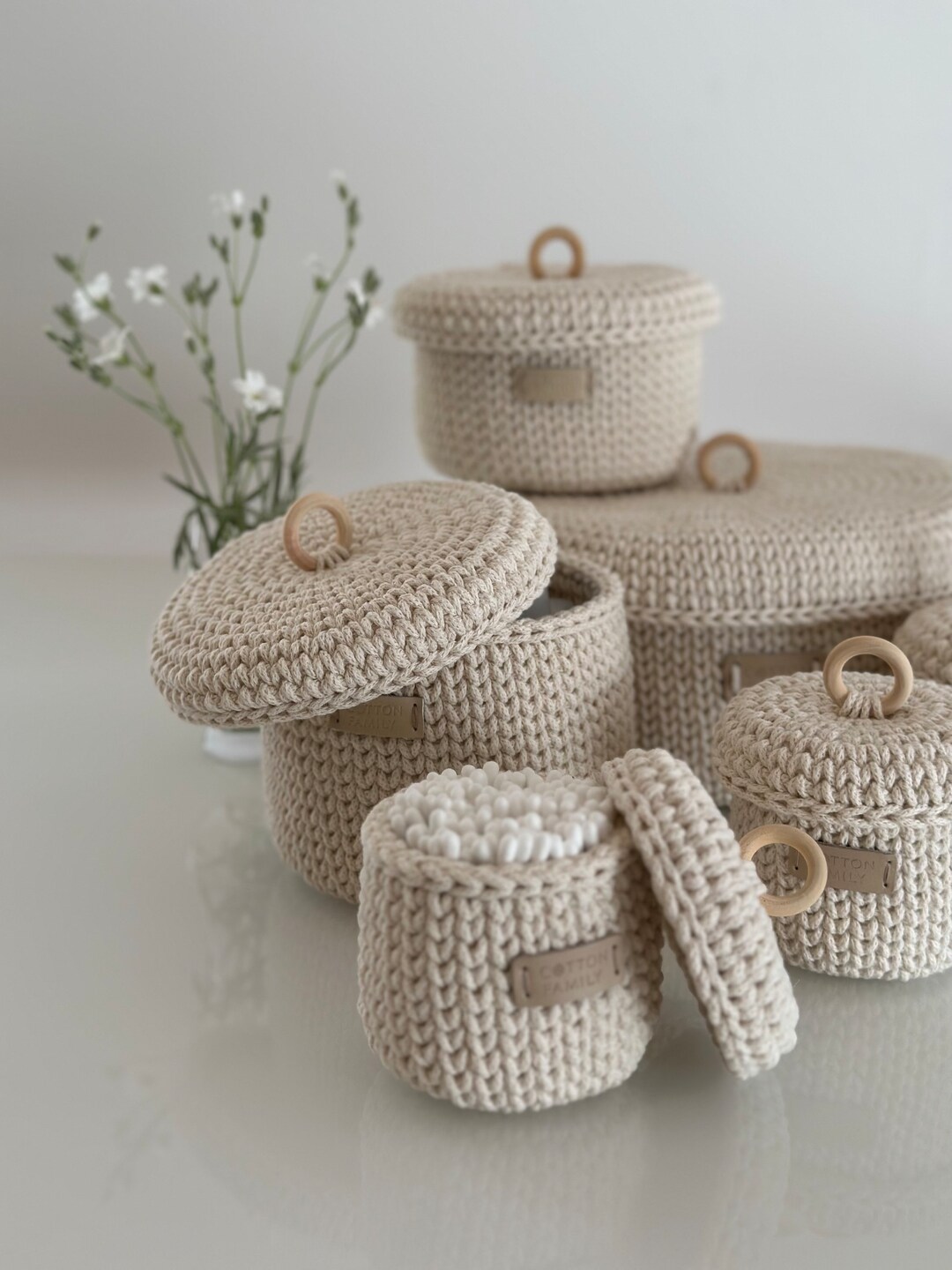 Large Set of 6 Round Organizer With a Lid. Bathroom Storage ...