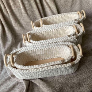 Two Knitted Long Storage Baskets. Bathroom Storage. Organizers for ...