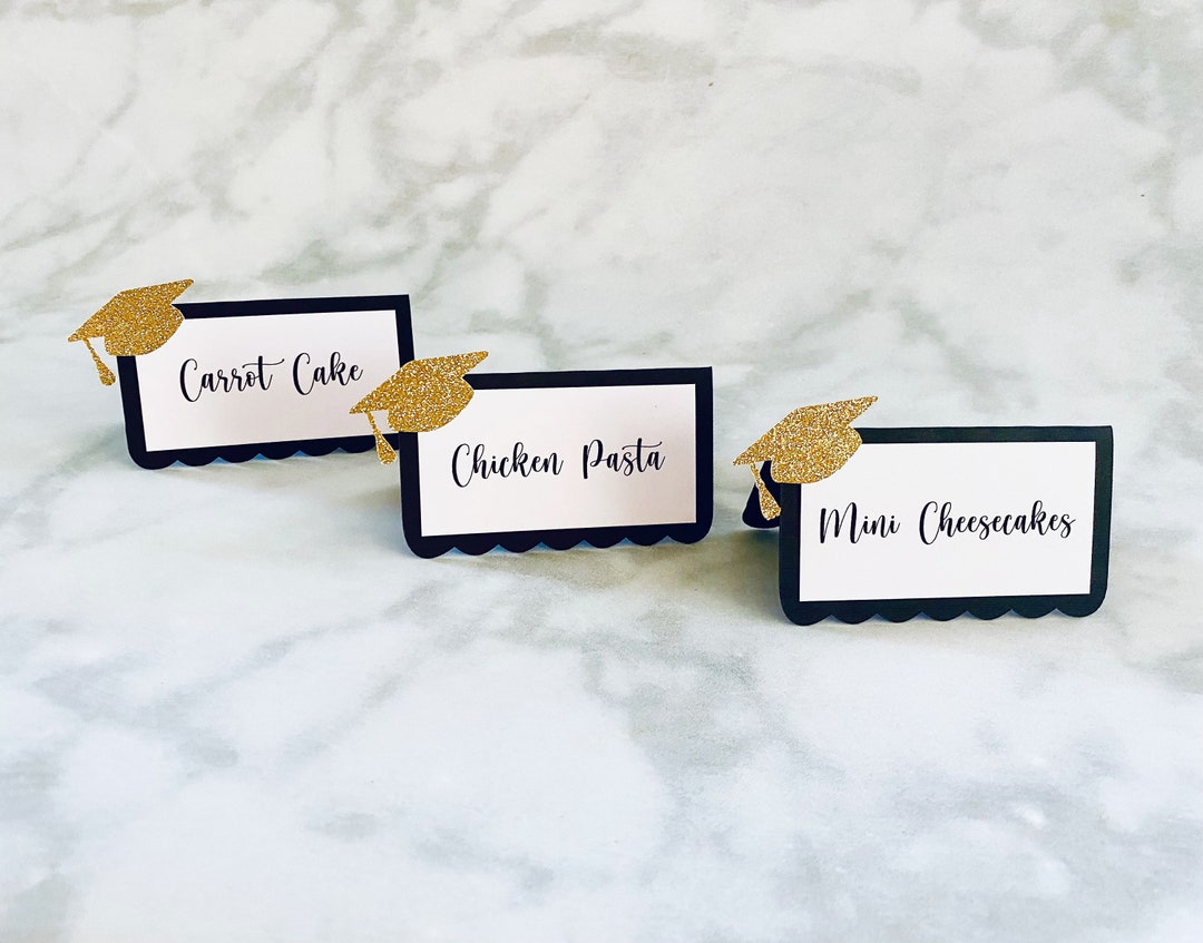 Graduation Food Labels, Black and Gold, Candy Food Labels, Buffet Food ...