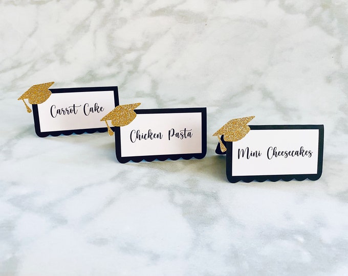 Graduation Food Labels, Black and Gold, Candy Food Labels, Buffet Food ...
