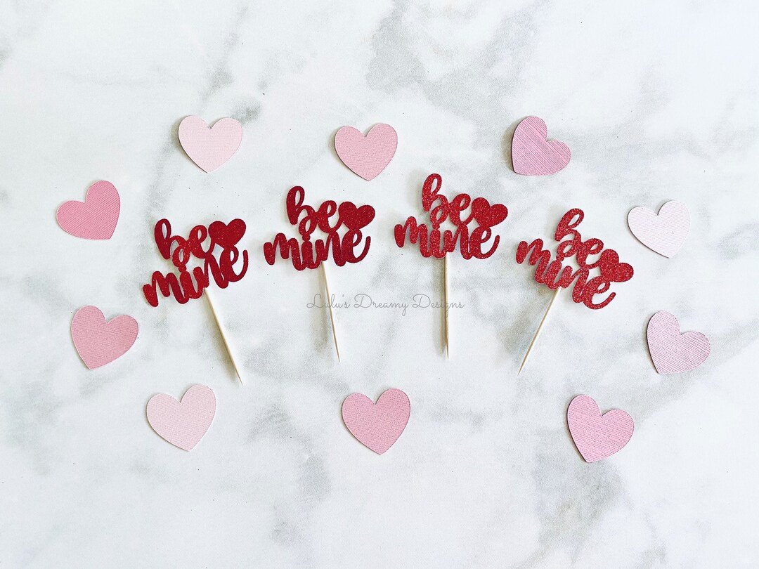 Be Mine Cupcake Toppers, Valentine's Day Cupcake Toppers, Galentines ...