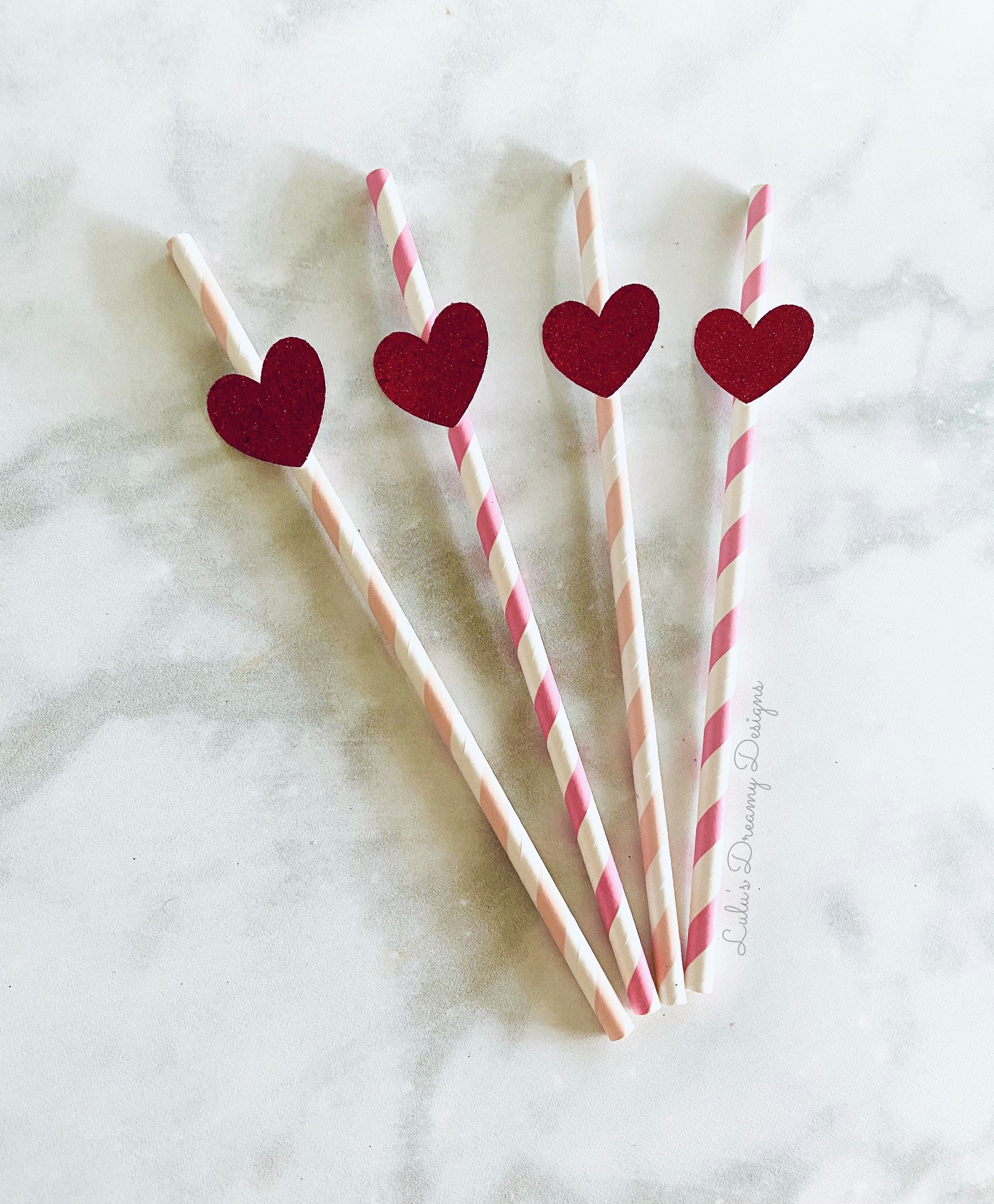 Heart Straws Light Pink Bright Pink and Red Glitter Straws | Etsy