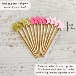 MINI Star Cupcake Toppers. Light Pink Bright Pink and Gold - Etsy