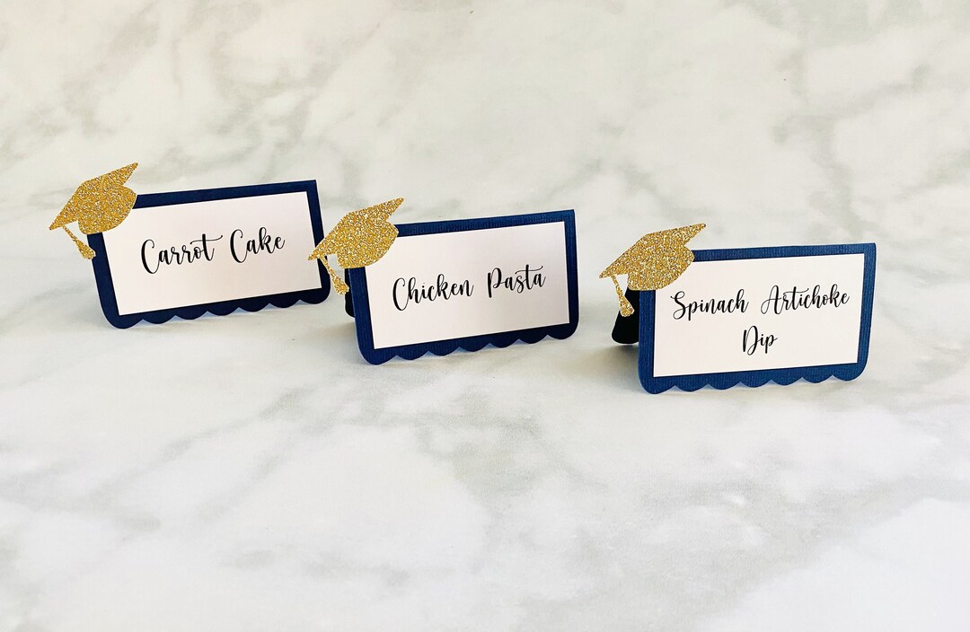 Graduation Food Labels, Navy Blue and Gold, Candy Food Labels, Buffet ...