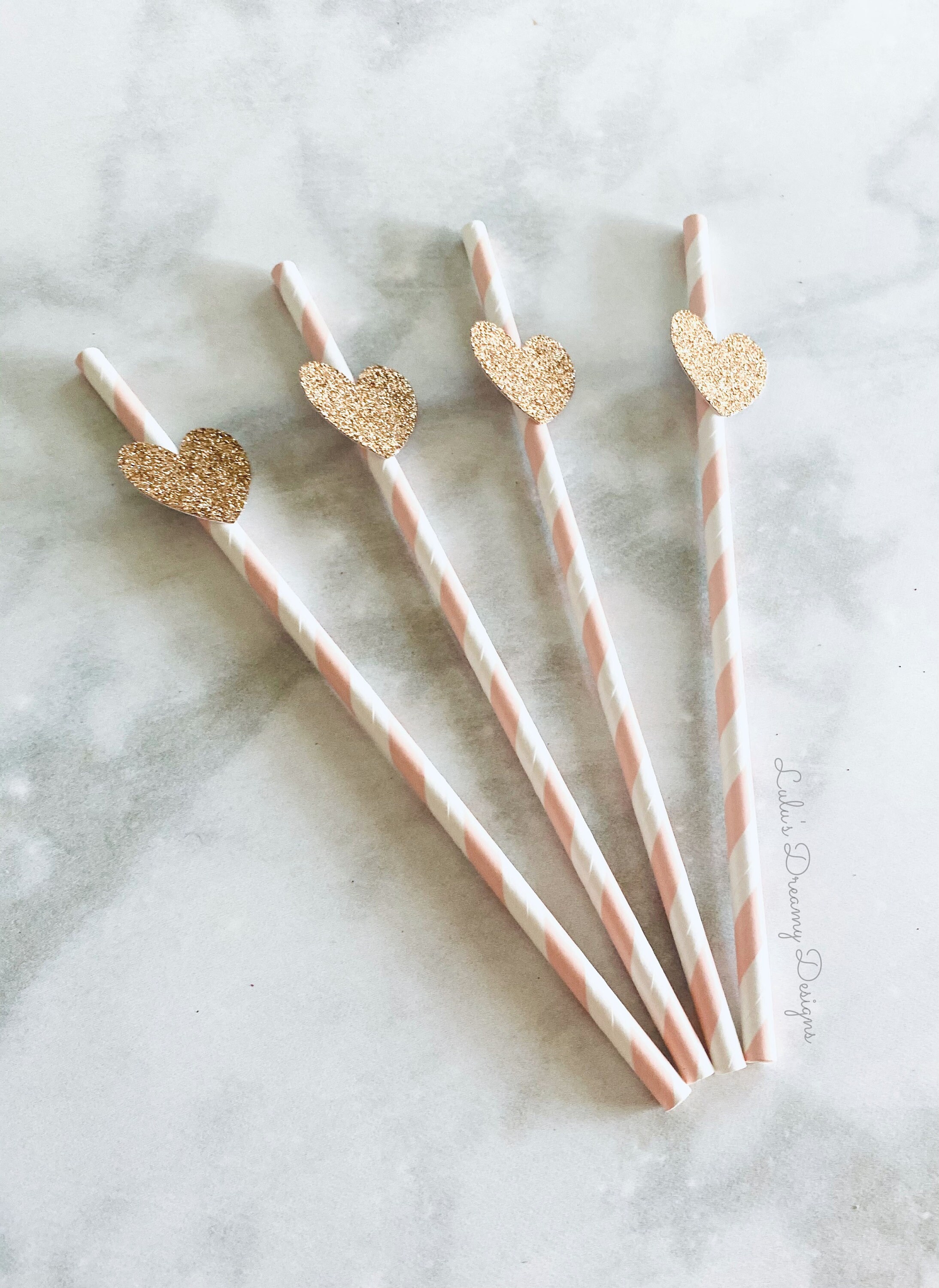 Heart Straws Light Pink and Rose Gold Glitter Straws | Etsy