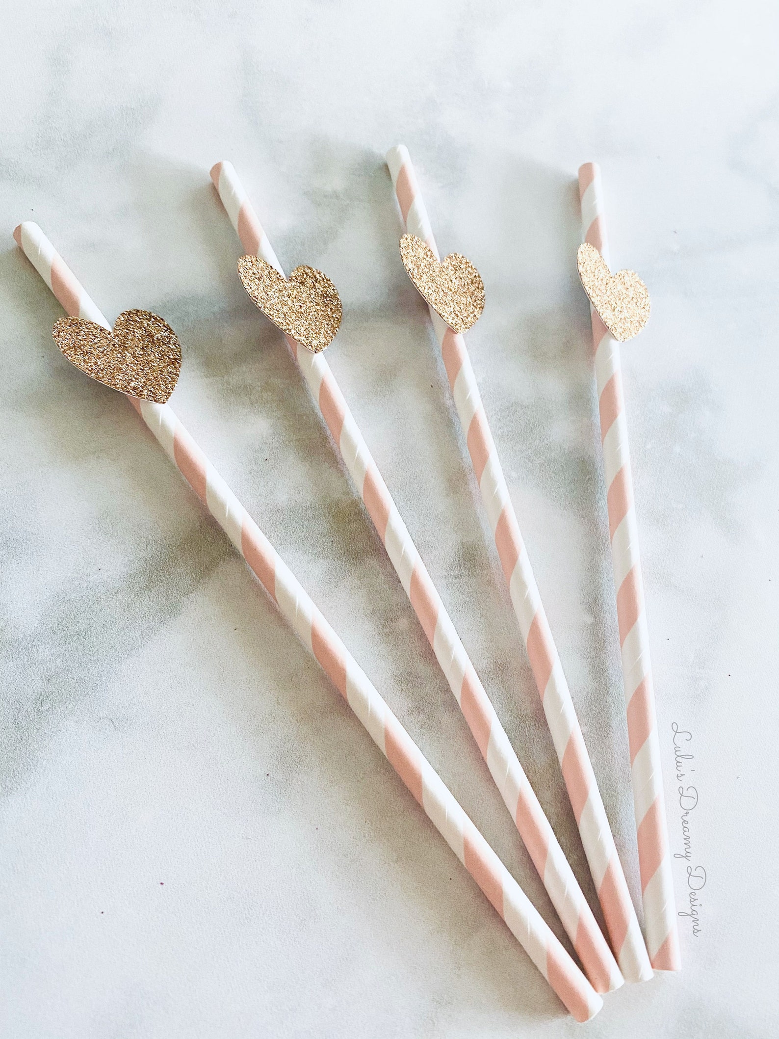 Heart Straws Light Pink and Rose Gold Glitter Straws | Etsy