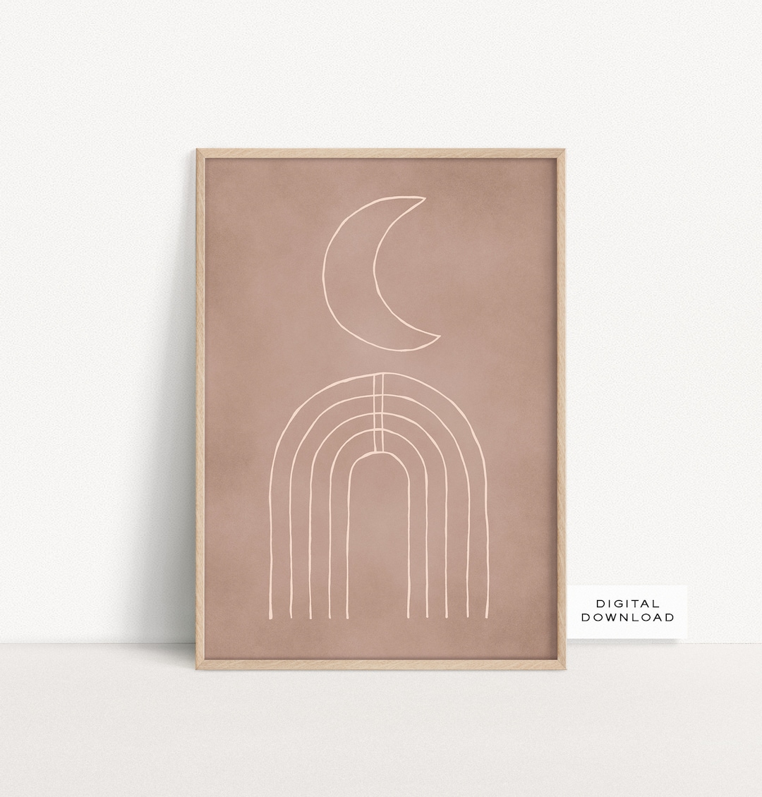 Minimal Moon Art Print | Boho Rainbow Printable | Abstract Rainbow ...