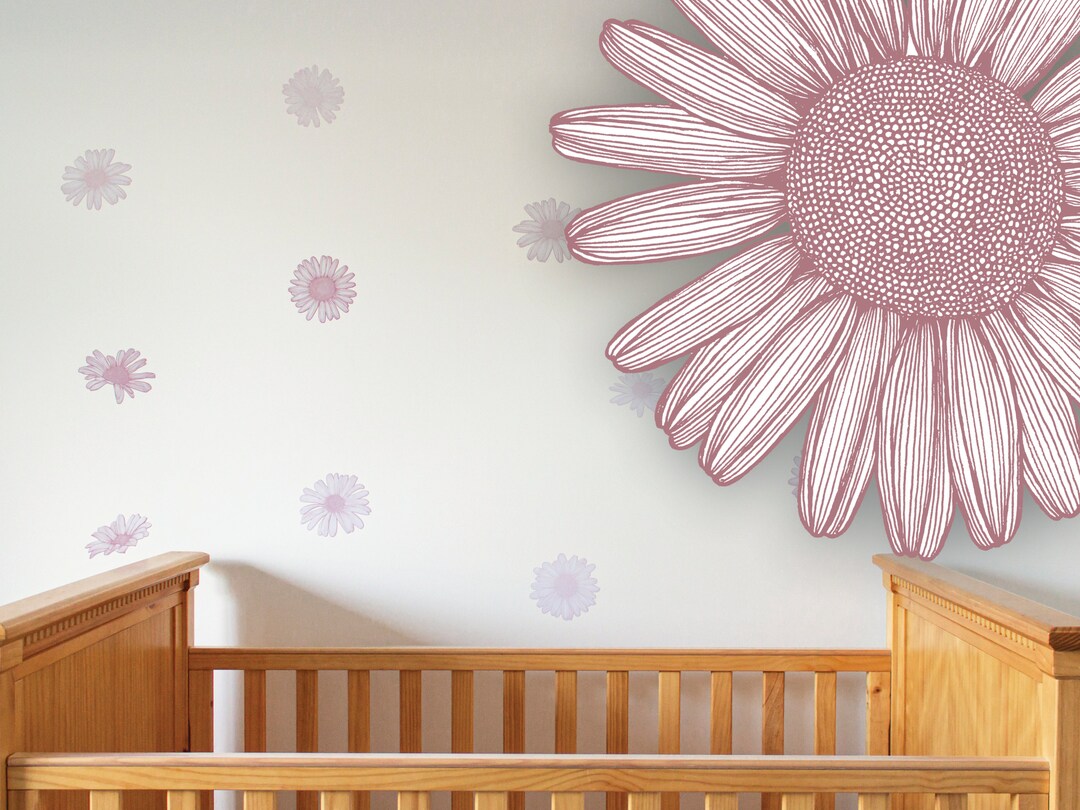 Pink Flower Decals Daisy Fabric Wall Decal Floral Stickers - Etsy