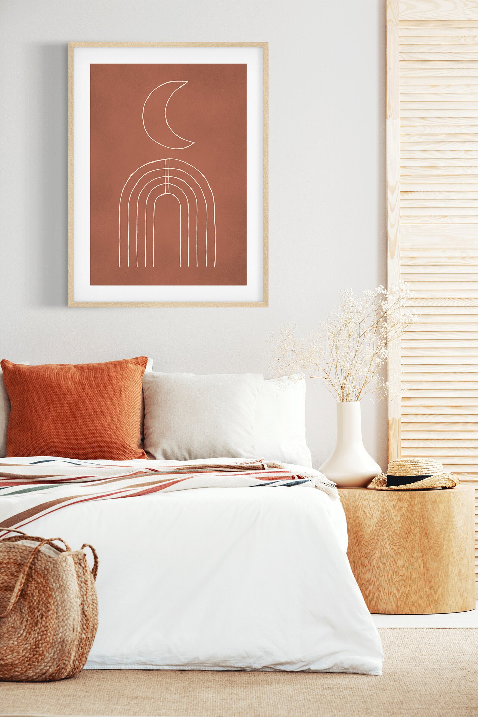 Moonrise Art Print Line Art Rainbow Moon Print - Etsy Australia