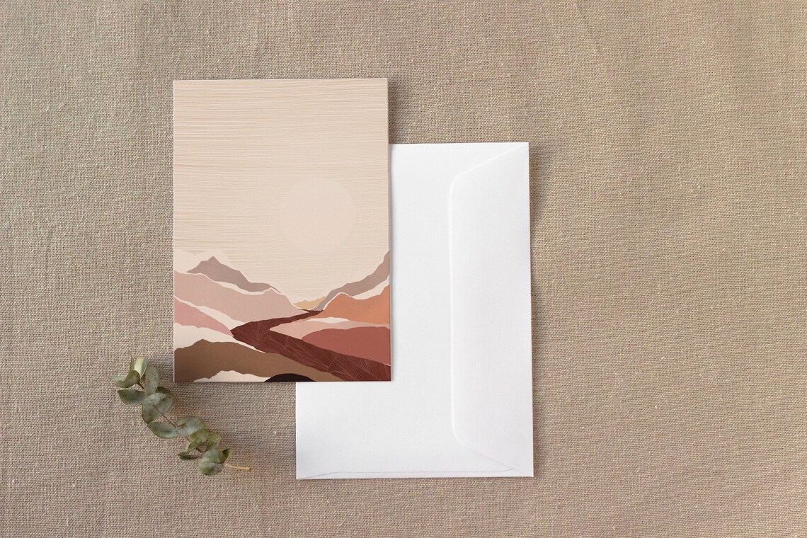 Greeting Card Landscape Gift Card Birthday Card Modern | Etsy